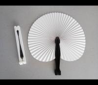 China 14cm Round Foldable Hand Fan with Plastic Handle Custom Logo Printing Promotional Gift for sale