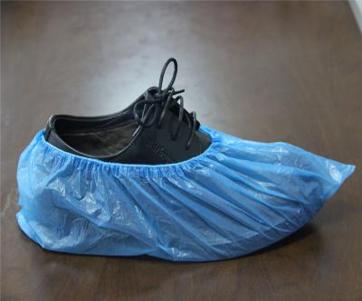 China Disposable PE CPE Shoe Cover Waterproof Dustproof 36x15cm Blue White for sale