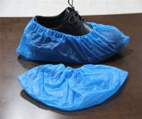 China Disposable PE CPE Shoe Cover Waterproof Dustproof 36x15cm Blue White for sale