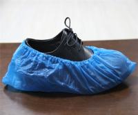 China Disposable PE CPE Shoe Cover Waterproof Dustproof 36x15cm Blue White for sale