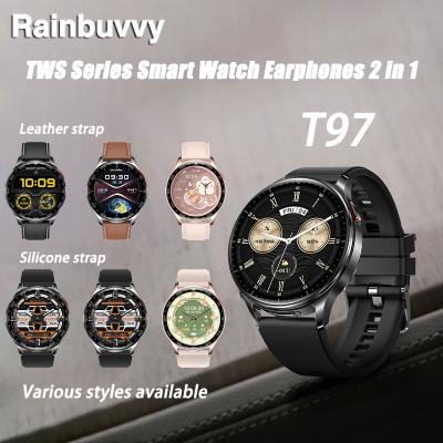 China T97 TWS Smart Watch With Earbuds , 2 In 1 Smart Watch Built In Wireless Bluetooth Earphones for sale
