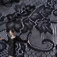China Lace Embroidery Fabric Black Polyester Waterproof Hollow Out Tricot for Ladies for Dresses and Girls for sale