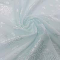 China High Quality Light Blue Floral Mesh Lace Fabric Embroidery Material for Apparel Dresses & Decorative Uses for sale