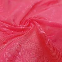 China Premium Pink Floral Pattern Lace Fabric Elastic Mesh Material for Apparel Wedding Dresses & Decorative Crafts for sale