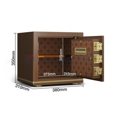 China Coffee Solid Steel Office Safe Box Dual Alarm Fingerprint Safe Box Small Safe for sale