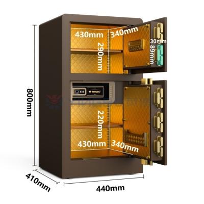 China Double Door Custom Safe Box Fingerprint Lock H31.5in YB/RS-80D Coffee for sale
