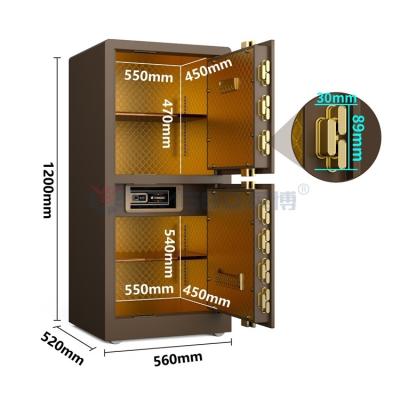 China 95kg Smart Home Safe Fingerprint Lock Double Door YB/RS-120D Coffee for sale