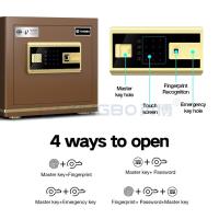 China Coffee Solid Steel Office Safe Box Dual Alarm Fingerprint Safe Box Small Safe for sale