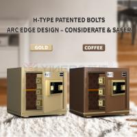 China Coffee Solid Steel Office Safe Box Dual Alarm Fingerprint Safe Box Small Safe for sale