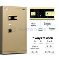 China Dual Alarm Fingerprint Key Operated Luxury Safe Box For Office Security YB/N7-100 for sale