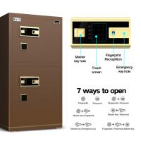 China 95kg Biometric Fingerprint Lock Safe Box Dual Alarm YB/N7-120D Coffee Office Lock Box for sale