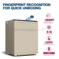 China Furniture Safe Solid Steel Double Alarm In-Drawer Nightstand Safe Box With Fingerprint Auto Open for sale