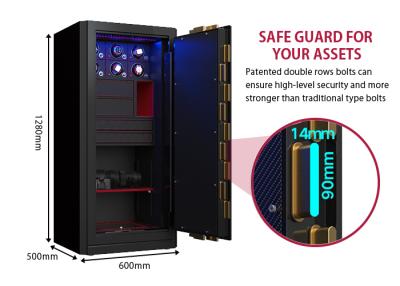 China Steel Jewelry Safe Box Biometric Fingerprint Lock Watch Winder Safe Double Rows Bolts for sale