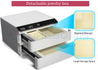 China Home Fingerprint Lock Leather-Covered Jewelry Safe Box Solid Steel Auto Open for sale