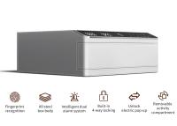 China Leather-Covered Small Jewelry Safe Box with Auto Pop-up & Metal Sliding Rail for sale