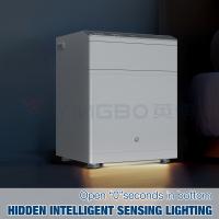 China Solid Steel Fingerprint Biometric Smart Safe Box Led Light Night Table For Security for sale