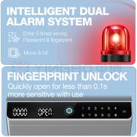 China Solid Steel Smart Safe Box Motion-Activated Drawer Biometric Lock Dual Alarm for sale