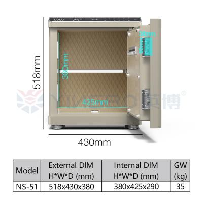 China Biometric Smart Safe Box Solid Steel Dual Alarm USB Port LED Lighting for sale