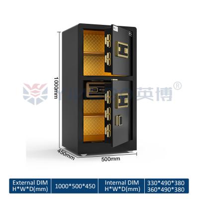China Fingerprint Lock Home Safe Box 1 mm Flat Door Seam  Double Door for sale