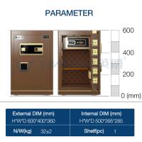 China Fingerprint Lock Home Safe Box with Leather Interior and Patented Double T Bolts for Enhanced Security for sale
