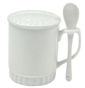China 11oz White Mug with Lid and Spoon for sale