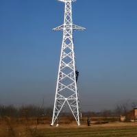 China 110 Kv Tower Galvanized Flanged Big Power Line Towers Single Tube Transmission Line Monopole Tower for sale