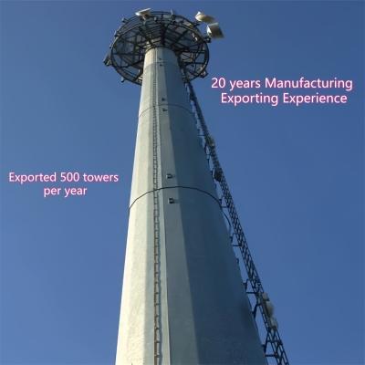 China Single Tube Monopole Tower Carbon Steel 25m LTE Network Rural Areas Weatherproof for sale
