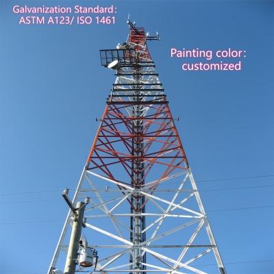 China 3 Legged Angular Steel Tower Communication Tower Hot Dip Galvanized 40m Broadcast Signal Corrosion Proof Industrial Parks for sale