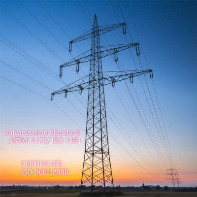 China 33KV 110KV Hot Dip Galvanized Lattice Steel Power Transmission Tower Double Circuit Electrical Grid Pole for sale
