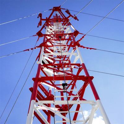 China Typhoon Resistant Guyed Wire 5G Communication Steel Tower  compliant with ANSI TIA 222 G H F and EN 1991 1 4 standards providing support for tall slender structures for sale