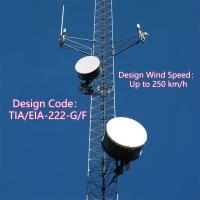 China Guyed Wire Tower featuring design compliance with ANSI/TIA-222-G-H-F and European EN standards for structural performance for sale