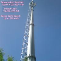 China Monopole Tower steel designed with ANSI TIA 222 G H F and EN 1991 1 4 standards for telecom infrastructure support for sale