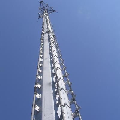 China Monopole Tower steel designed with ANSI TIA 222 G H F and EN 1991 1 4 standards for telecom infrastructure support for sale
