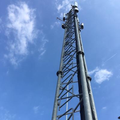 China 17 27 37M 3 Leg Tubular Galvanized Steel Multi Band Outdoor 5G 4G Microwave Tv Signal Communication Mast for sale