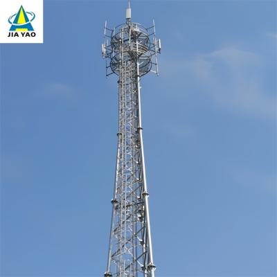 China 100FT High Rigidity 3 Tube Telecom Tower For Elevated Road Side 5G Coverage for sale