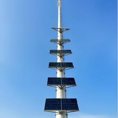 China Off-Grid Solar Power Monopole Tower with Integrated Battery Storage Rack and Industrial-Grade Hybrid Energy Mounts for Remote Area 5g Site for sale