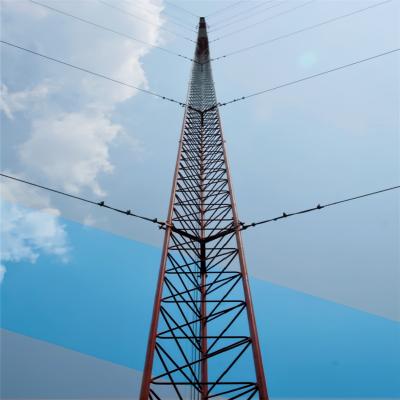 China Professional Guyed Wire Tower Communication Mast Lattice Steel Radio Tower for FM TV Signal Broadcasting Station with Safety Climbing Ladder and Platform Accessories for sale
