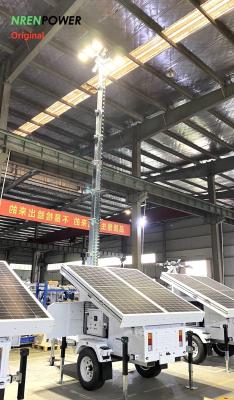 China 9m hydraulic telescopic mast mobile light tower-mobile solar tower light 4 solar panels for sale