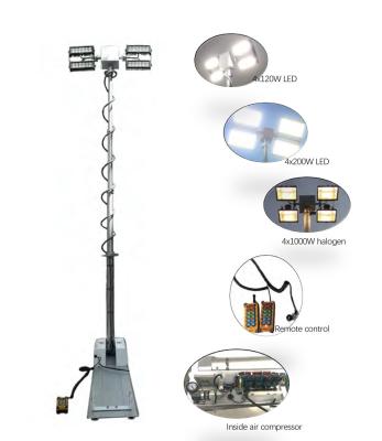 China 2.5m roof mount pneumatic telescopic mast move light tower-4x60W LED for sale