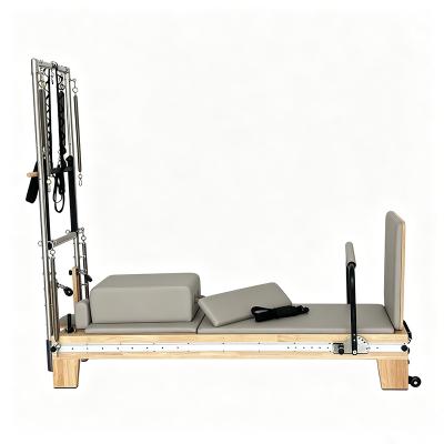China Rubberwood Tower Body Pilates Reformer Machine For Beginners Movable Footbar for sale
