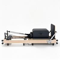 China Compact Folding Pilates Machine Reformer Microfiber Leather Upholstery Customized for sale