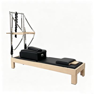 China Professional 3.5MM Solid Maple Wood Pilates Reformer With Tower Rowing Machine for sale
