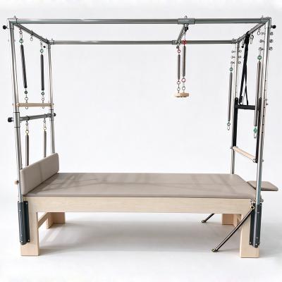China Solid Maple Professional Cadillac Pilates Machine Reformer Combo Customizable Upholstery for sale