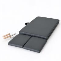 China Portable Foldable Pilates Mat Microfiber Leather With Wooden Handles Home Workout for sale