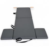 China Portable Foldable Pilates Mat Microfiber Leather With Wooden Handles Home Workout for sale