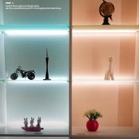 China Modern Black 10W 3500K Warm White LED Glass Shelf Light with 200cm Cable for Cabinet Display for sale