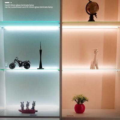 China Modern Black 10W 3500K Warm White LED Glass Shelf Light with 200cm Cable for Cabinet Display for sale