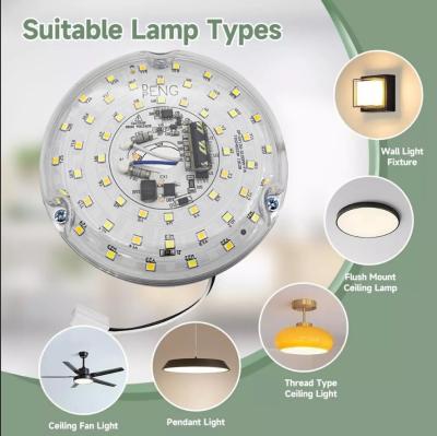 China 100mm Round PCB LED Retrofit Light Kit 12W-18W 1800LM Dimmable for Ceiling Fans 110V-230V for sale