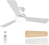 China Ceiling Fans with Lights, 42 inch Low Profile Ceiling Fan with Light and Remote Control, Flush Mount, Reversible, 3CCT, Dimmable, Noiseless, White Ceiling Fan for Bedroom, Indoor/Outdoor Use for sale