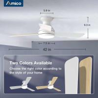 China Ceiling Fans with Lights, 42 inch Low Profile Ceiling Fan with Light and Remote Control, Flush Mount, Reversible, 3CCT, Dimmable, Noiseless, White Ceiling Fan for Bedroom, Indoor/Outdoor Use for sale